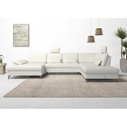 OTTO home Wohnlandschaft &raquo;Costello U-Form, B: 363 cm mit Sitztiefen-, Armteilverstellung &&laquo; 3 Nierenkissen, optional Schlaffunktion & Bettkasten wei&szlig; 
