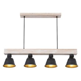 Globo LIGHTING H&auml;ngeleuchte &raquo;G&Uuml;NTHER&laquo; E27 1 Stk. H&auml;ngelampe Holz naturfarben schwarz Textilkabel Esszimmer H: 85cm, 1 Stk.