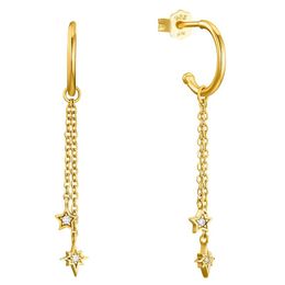 Amor Damen Paar Ohrh&auml;nger &raquo;Sterne&laquo; mit Zirkonia (synth.) gold Silber 925 (Sterlingsilber)