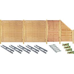 TETZNER & JENTZSCH Sichtschutzelement &raquo;Las Vegas 1&laquo; beige Massivholz, Stahl H/L: 180cm x 6,05m, Pfosten: 5 Stk.