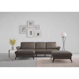 Sit & More sit&more Ecksofa &raquo;Fashion L-Form&laquo; wahlweise mit Kopfteilverstellung und Vorziehsitz, motorisch braun B/H/T: 253cm x 84cm x 165cm, Luxus-Microfasermit 