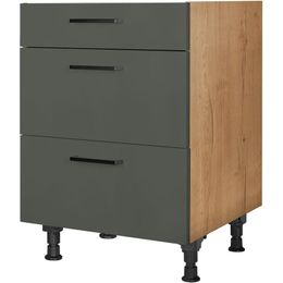 Nobilia Kochfeldumbauschrank &raquo;"Easytouch", vormontiert, mit Schubkasten und Ausz&uuml;gen,&laquo; in den Breiten 60 und 90 cm gr&uuml;n B/H/T: 60cm x 87cm x 58,3cm, 