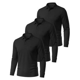 Normani 3er Set Herren Langarm Poloshirt Lyroe in Schwarz | Gr.: S
