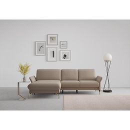 Sit & More sit&more Ecksofa &raquo;Fashion L-Form&laquo; wahlweise mit Kopfteilverstellung, Vorziehsitz, motorisch, Nickelf&uuml;&szlig;e grau B/H/T: 253cm x 84cm x 165cm, Soft clean, 