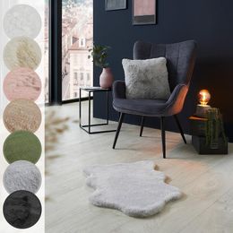 LUXOR living Fellteppich &raquo;Novara&laquo; fellf&ouml;rmig 30 mm H&ouml;he Kunstfell, weiche Kaninchenfell-Haptik, waschbar, auch als 2er Set silber Kunstfaser B : 55cm 