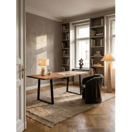 KADIMA DESIGN Schreibtisch 140x80x76 cm Massivholz / Metall Computertisch | Gr.: 120 x 60 x 76 cm