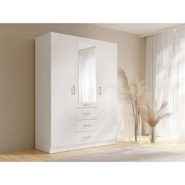 OTTO home Kleiderschrank &raquo;KOS Garderobe mit 3 Schubladen, Kleiderstange, 4 Einlegeb&ouml;den, Spiegel&laquo; W&auml;scheschrank mit 3 Dreht&uuml;ren, silber Griffen, Ma&szlig;e 