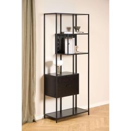 ACTONA GROUP Regal &raquo;Seaford, Standregal, Regal, Raumteiler&laquo; 77x35x185 cm, schwarzer Stahlrahmen, 2 Schubladen, Wendemodul, Breite 77 cm Stahl B/H/T: 
