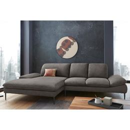 W.Schillig Ecksofa &raquo;enjoy&MORE, Designsofa, elegant und bequem, L-Form&laquo; Sitztiefenverstellung, F&uuml;&szlig;e schwarz pulverbeschichtet, Breite 310 cm grau 
