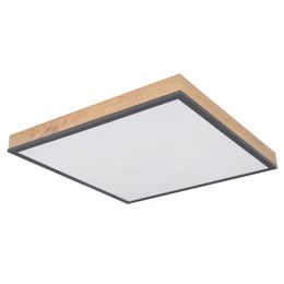 Globo LIGHTING LED Deckenleuchte &raquo;DORO&laquo; LED-Modul 1 Stk. warmwei&szlig; - kaltwei&szlig; Quadratische Deckenlampe, 3000 Kelvin, Wohnzimmer, Holzoptik, Eiche grau 