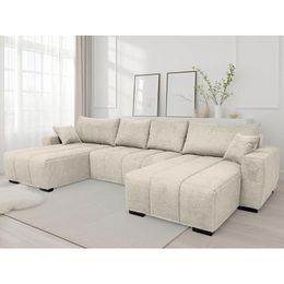 Home Affaire Wohnlandschaft &raquo;Bello U-Form, B: 347 cm&laquo; Schlaffunktion, Bettkasten & 2 Zierkissen, Federkern 100% Polyester B/H/T: 347cm, Struktur weich