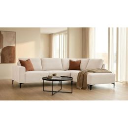OTTO home Ecksofa &raquo;Tournon, L-Form, Breite 256 cm, Webstoff, Chenille&laquo; Designsofa im nordischen Stil, Wellenunterfederung, Metallf&uuml;&szlig;e beige 100% 