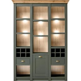 Home Affaire Vitrine &raquo;Cambridge, Buffet im Landhausstil, moderner Schrank, Hochschrank&laquo; sch&ouml;ne Kranzoptik, messingfarbene Metallgriffe, 207 cm hoch 