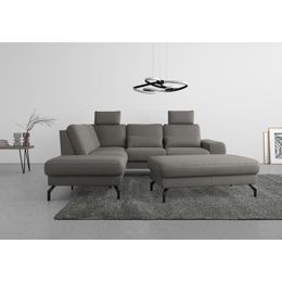 Sit & More sit&more Ecksofa &raquo;Cinturo L-Form&laquo; inklusive Sitztiefenverstellung und Federkern, Sitzh&ouml;he 48 cm grau B/H/T: 260cm x 91cm x 226cm, Luxus-Microfaser 