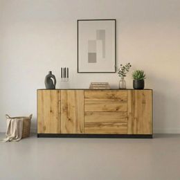 borchardt M&ouml;bel borchardt M&ouml;bel Sideboard &raquo;Vaasa, Kommode mit 3 T&uuml;ren und 4 Schubk&auml;sten auf Kugelf&uuml;hrungen&laquo; Breite 190 cm schwarz B/H/T: 190cm x 79cm x 35cm, 4 Stk., 