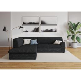 DOMO collection Ecksofa &raquo;Topper zeitlos elegant, kompakte Stellma&szlig;eL-Form&laquo; mit Ottomane, wahlweise mit Schlaffunktion grau B/H/T: 237cm x 78cm x 200cm