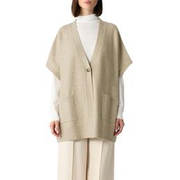 comma, Comma Damen Strickjacke im Poncho-Style mit 1-Knopf-Verschluss beige Einheitsgr&ouml;&szlig;e