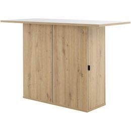 K&uuml;chentisch &raquo;Boreal&laquo; Eine praktische K&uuml;cheninsel mit Stauraum B/H/T: 136cm x 90cm x 62cm, Artisan Eiche Nachbildung / Uni Grege Melamine