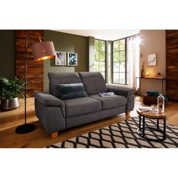 Home Affaire 2,5-Sitzer &raquo;Dalia&laquo; mit Federkernpolsterung, wahlweise auch mit Kopftteilverstellung grau Luxus-Microfaser Florence (100% Polyester);Luxus