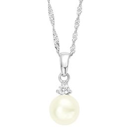 Amor Damen Kette mit Anh&auml;nger &raquo;2012671&laquo; mit Zirkonia (synth.) - mit S&uuml;&szlig;wasserzuchtperle silber Perlen Silber 925 (Sterlingsilber), L: 42