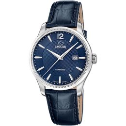 Jaguar Herren Quarzuhr &raquo;Essentia&laquo; Armbanduhr, Herrenuhr, Swiss Made, Lederarmband, analog, Datum blau Einheitsgr&ouml;&szlig;e