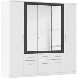 Rauch Kleiderschrank &raquo;Dreht&uuml;renschrank Schrank Garderobe BURANO&laquo; mit Schubladen und Spiegelumrandung in Farbabsetzung MADE IN GERMANY wei&szlig; 