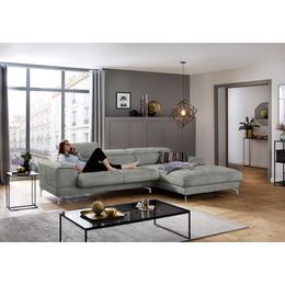 W.Schillig Ecksofa &raquo;piedroo, Designsofa mit tollem Sitzkomfort, bequem und elegant, L-Form&laquo; Kopfteilverstellung, wahlweise mit Sitztiefenverstellung, 