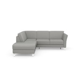 Sit & More sit&more Ecksofa &raquo;Visby L-Form&laquo; Wahlweise mit Schlaffunktion und Stauraum, frei im Raum stellbar silber B/H/T: 248cm x 87cm x 213cm, Luxus-Microfaser 