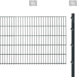 Arvotec Doppelstabmattenzaun &raquo;ESSENTIAL 103 zum Einbetonieren&laquo; Zaunh&ouml;he 103 cm, Zaunl&auml;nge 2 - 60 m grau Kunststoff, Stahl H/L: 103cm x 16m, Pfosten: 9 Stk.
