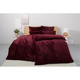 OTTO home Bettw&auml;sche &raquo;Desner3&laquo; 2 Stk. Bettw&auml;sche mit Rei&szlig;verschluss, Cashmere-Touch, kuschelig & weich rot Microfaser, Obermaterial: 100% Polyester B/