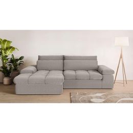 Home Affaire Ecksofa &raquo;ALVERIE mit Recamiere, moderne Steppung, Ma&szlig;e: B/T/H 274/203/106 cm&laquo; L-Form mit Wellenunterfederung, mit 4 R&uuml;ckenkissen, 