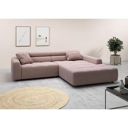 3C Candy Ecksofa &raquo;Denver auch mit Cord- und Easy care-Bezug, Kopfteilverstellung L-Form&laquo; wahlweise. mit motorischer Sitztiefenverstellung rosa 88% 