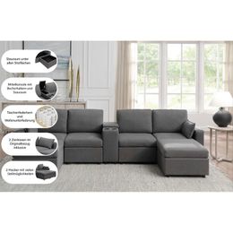 OTTO home Wohnlandschaft &raquo;Ulrik, U-Form, Breite: 315cm&laquo; mit Stauraum unter den Sitzen, inkl Stauraumkonsole mit Becherhaltern 100% PES B/H/T: 315cm x 