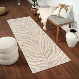Teppich &raquo;LUANDA&laquo; rechteckig 11 mm H&ouml;he Skandinavischer Teppich, Boho Wohnzimmerteppich/L&auml;ufer im Zebra Muster beige Kunstfaser B : 80cm 1 Stk., 11mm, 