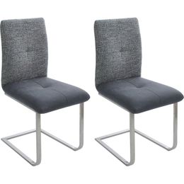 K+w Komfort & Wohnen K+W Komfort & Wohnen Freischwinger &raquo;Giacomo II&laquo; (Set) 2 Stk.mit Metallgriff am R&uuml;cken, Sitz und R&uuml;cken gesteppt in Materialmix blau Polyester B/H/T: 