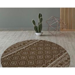 Kayoom Teppich &raquo;Sunny 110&laquo; rechteckig 8 mm H&ouml;he Besonders pflegeleicht. Im Innen- und Au&szlig;enbereich verwendbar. braun Polyester B : 120cm 1 Stk., 8mm, L: 