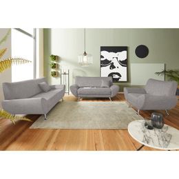 Home Affaire Polstergarnitur &raquo;Saltare elegant & komfortabel,, 3-2-1, bequem, Designfu&szlig;&laquo; 3 Stk. tlg. grau B/H/T: 78cm x 82cm, Struktur