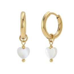 Amor Damen Paar Creolen &raquo;Herzen&laquo; mit Perlmutt gold Edelstahl