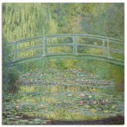 Artland Leinwandbild &raquo;Seerosenteich und japanische Br&uuml;cke.&laquo; Gew&auml;sser 1 Stk. tlg. auf Holzrahmen gespannt gr&uuml;n Leinwand B/H/T: 50cm x 50cm, Leinwandbild 