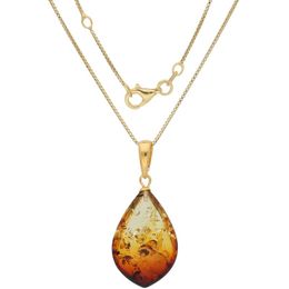 Firetti Damen Kette mit Anh&auml;nger &raquo;Schmuck Geschenk Silber 925 Halsschmuck Halskette Venezianer Tropfen&laquo; mit Bernstein gold Silber 925 (Sterlingsilber)