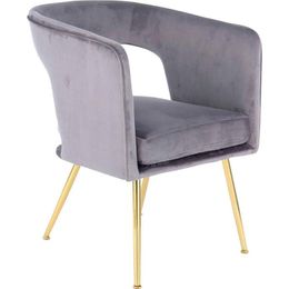 Kayoom Stuhl &raquo;Jolene 125, Esszimmerstuhl,eleganter Stoffbezug&laquo; () 1 Stk.samtweicher Bezug, R&uuml;ckenlehne und Armlehnen abgerundet grau Sitz: Stoffbezug aus 100
