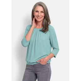 GOLDNER Kurzgr&ouml;&szlig;e: Chiffon-Shirt mit 3/4-Arm, Rundhals in mint | Gr.: 19