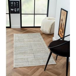 MyFlair Teppich &raquo;My Love, LAGERR&Auml;UMUNG&laquo; rechteckig 10 mm H&ouml;he Kurzflor, Retro-Style, besonders weich durch Microfaser, mit Fransen beige Polyester B : 80cm 1 