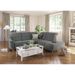 Home Affaire Ecksofa &raquo;Boston L-Form&laquo; Kopfteilverstellung an jeder Sitzfl&auml;che, wahlweise Relaxfunktion grau Struktur (100% Polyester);Luxus-Microfaser 