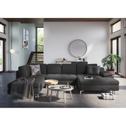 Sit & More sit&more Wohnlandschaft &raquo;Latigo U-Form&laquo; mit Mega-Recamiere, wahlweise mit Schlaffunktion und Bettkasten grau B/H/T: 346cm x 201cm, Struktur,mega-
