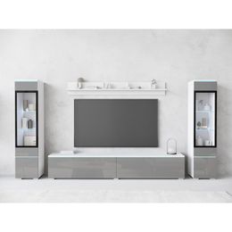 Home Affaire Wohnwand &raquo;VERA II&laquo; Komplett-Set, 4 Stk. tlg. grau B/H/T: 260cmcm x 130cmcm x 33cmcm,mit Beleuchtung