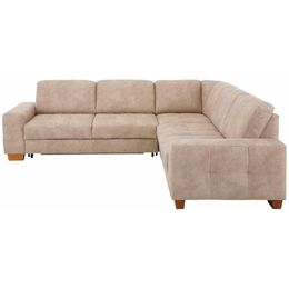 OTTO home Ecksofa &raquo;Puccini L-Form&laquo; mit Federkern, Sitztiefenverstellung, Kontrastnaht beige Luxus-Microfaser Lederoptik (100% Polyester);Luxus-