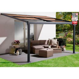Konifera Terrassendach &raquo;Barcelona Nova&laquo; BxT: 400x300 cm grau Aluminium, Polycarbonat (PC), Polyvinylchlorid (PVC) B/H/T: 400cm x 258cm x 300cm, 