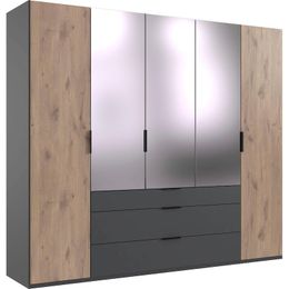 wimex Dreht&uuml;renschrank &raquo;Burgos by fresh to go&laquo; mit extra gro&szlig;en Schubladen, mit Spiegelt&uuml;ren grau Holzwerkstoff B/H/T: 250cm x 216cm x 58cm, Schubladen: 3 