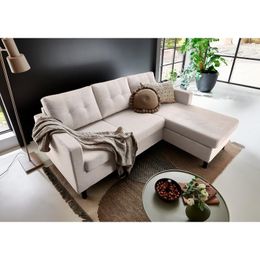 ATLANTIC HOME COLLECTION Ecksofa &raquo;Tea L-Form&laquo; Ecksofa, frei im Raum stellbar und Recamiere beidseitig montierbar grau B/H/T: 189cm x 81cm x 150cm, 